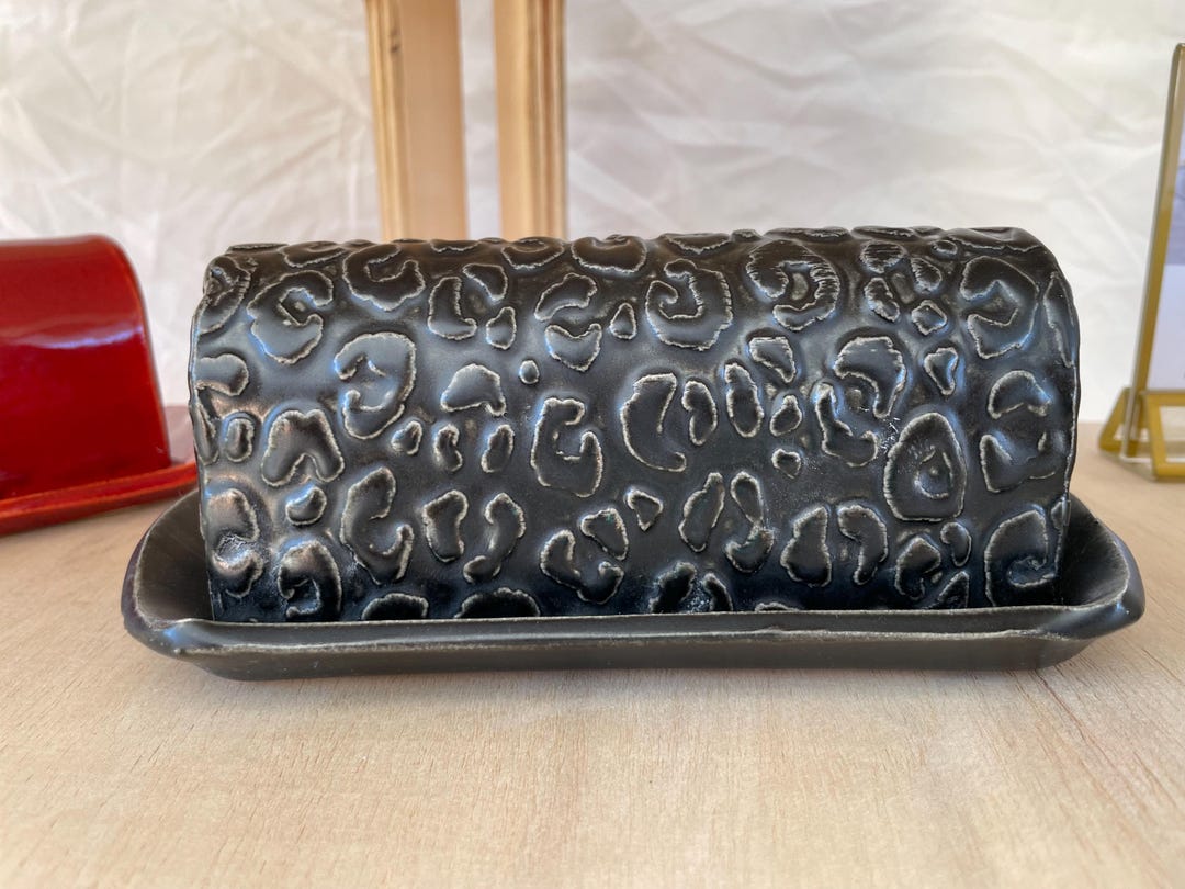 Cheetah Textured Ceramic Covered Butter Dish Handmade Clay - Etsy