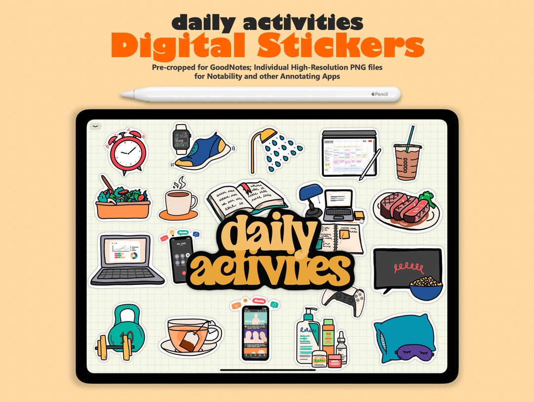 Digital Stickers - Daily Activities | Goodnotes Stickers, Notability ...