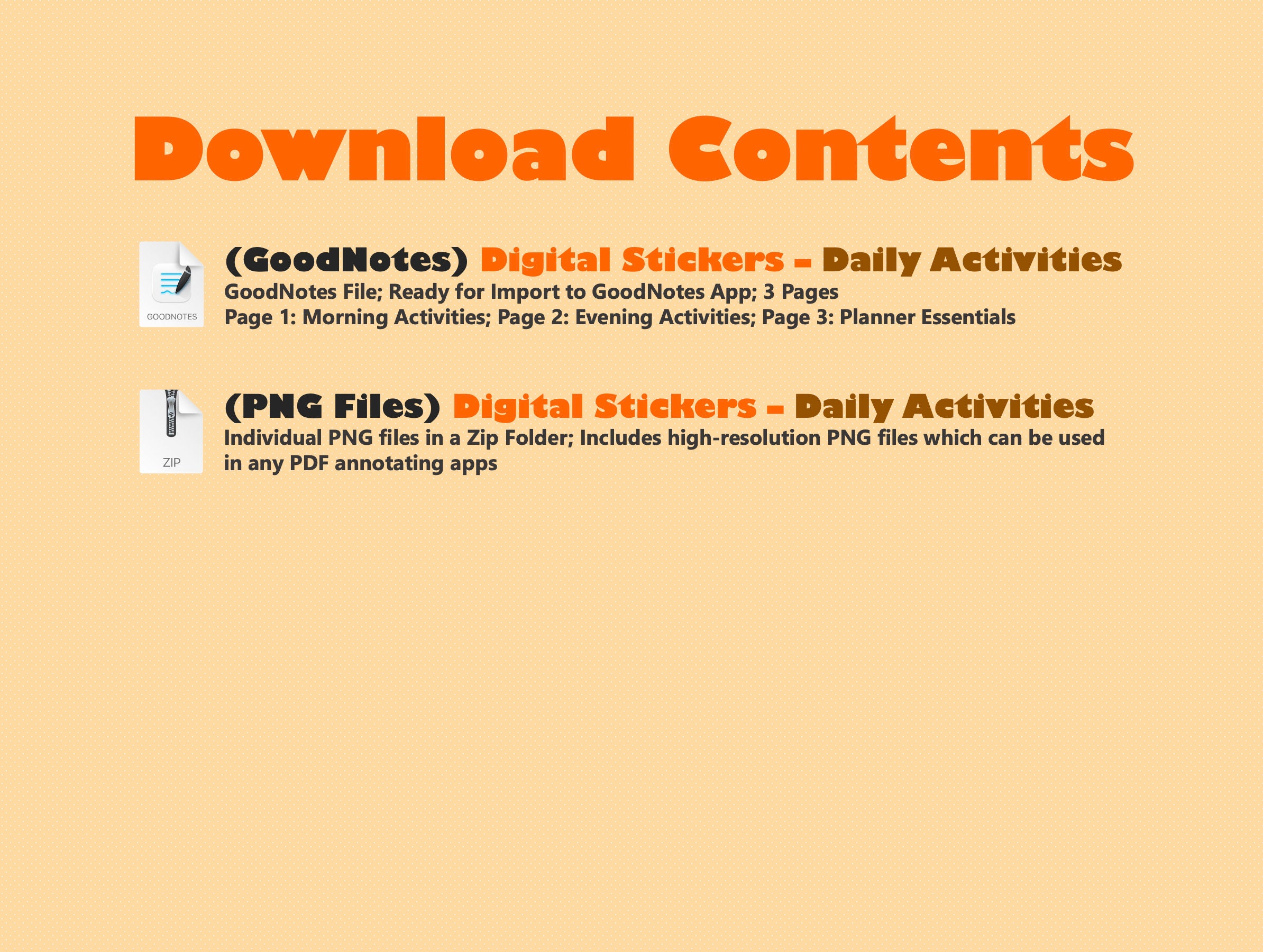 Digital Stickers Daily Activities Goodnotes Stickers, Notability ...