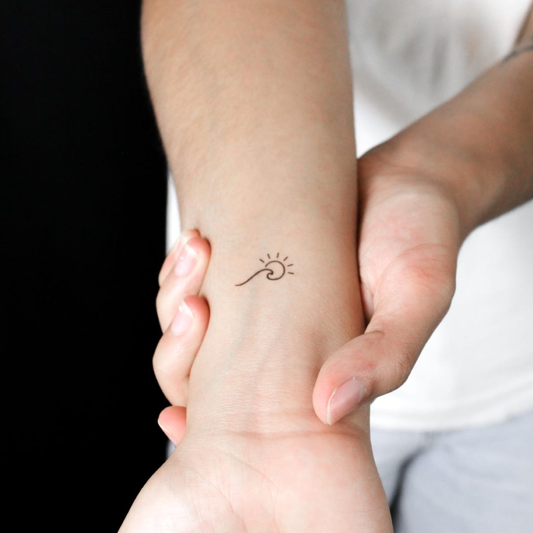 Small Minimalist Sun and Wave Semi-permanent Tattoo (set of 2) - Etsy