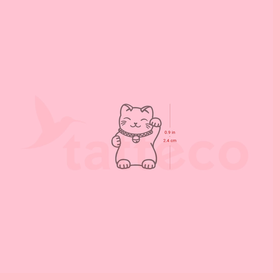 Maneki Neko Semi Permanent Tattoo Set Of 2 Etsy