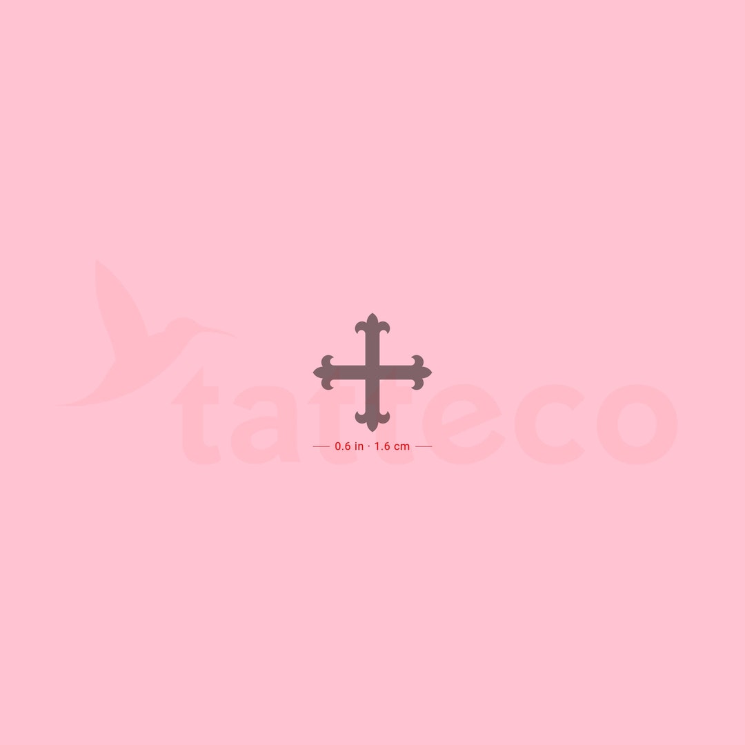 Cross Fleury Semi-permanent Tattoo set of 2 - Etsy