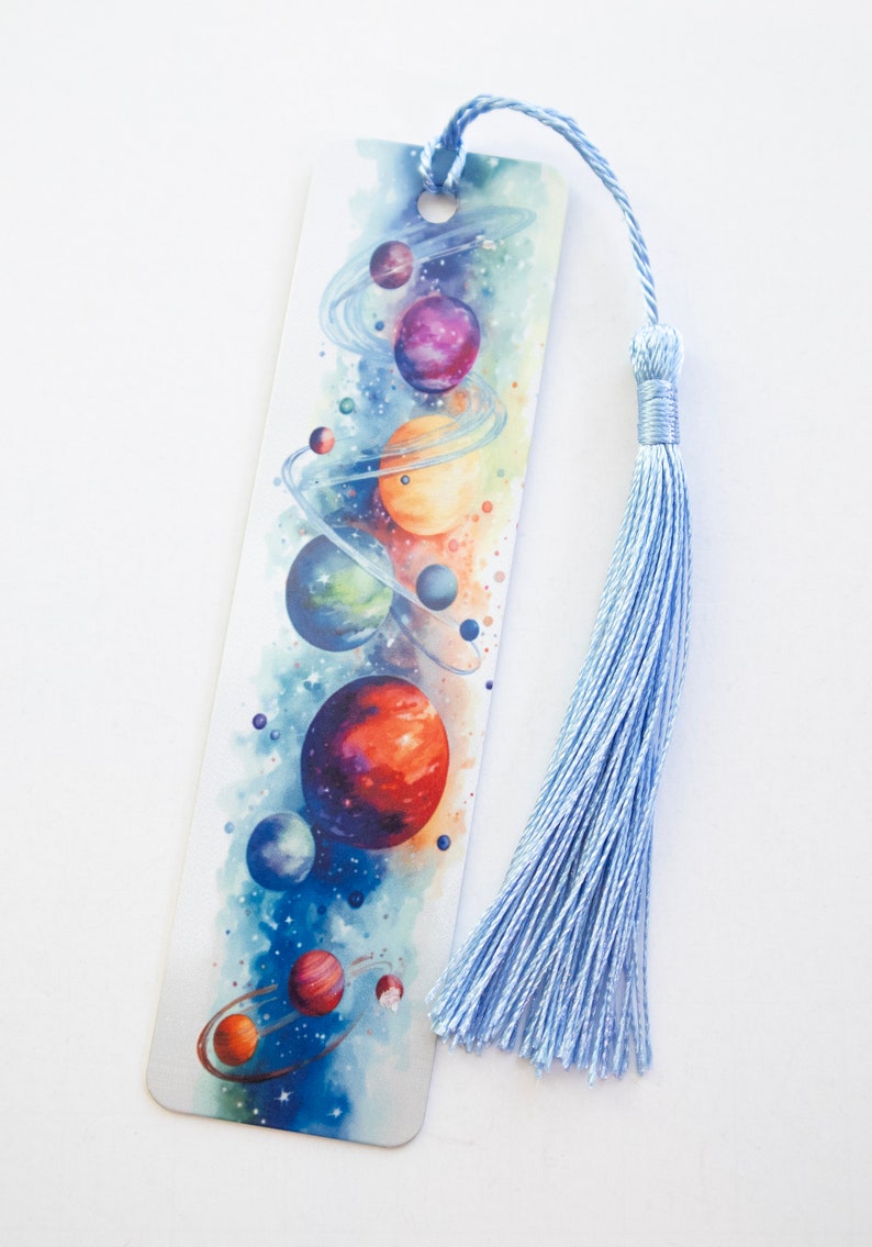 Planets Metal Bookmark, Blue Tassel Book Mark, Page Marker, Book Lover ...