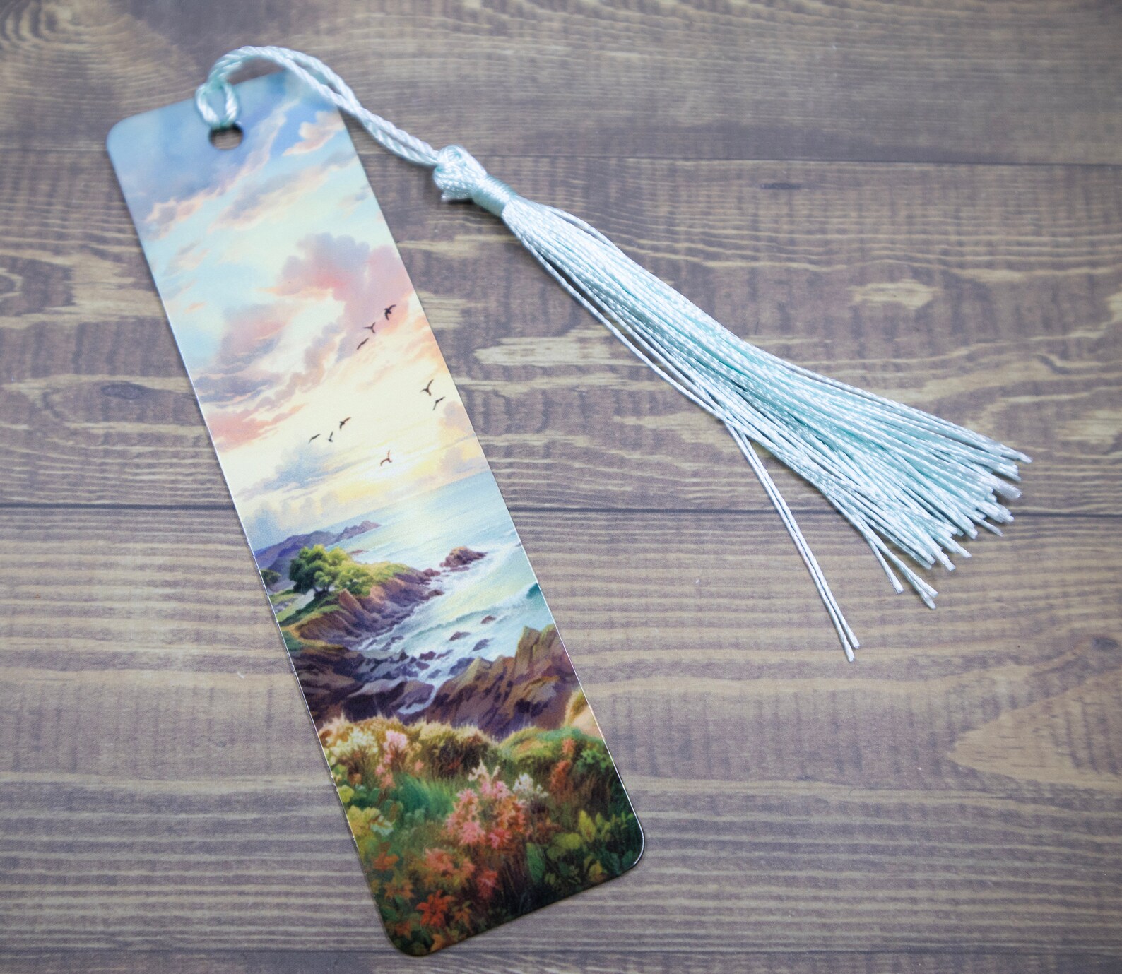 Ocean View Metal Bookmark: Blue Tassel Page Marker - Etsy