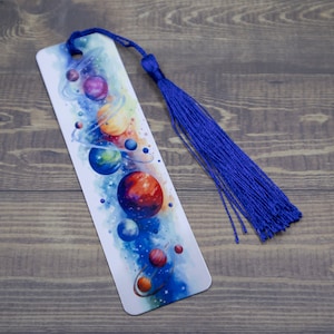 Planets Metal Bookmark, Blue Tassel Book Mark, Page Marker, Book Lover ...