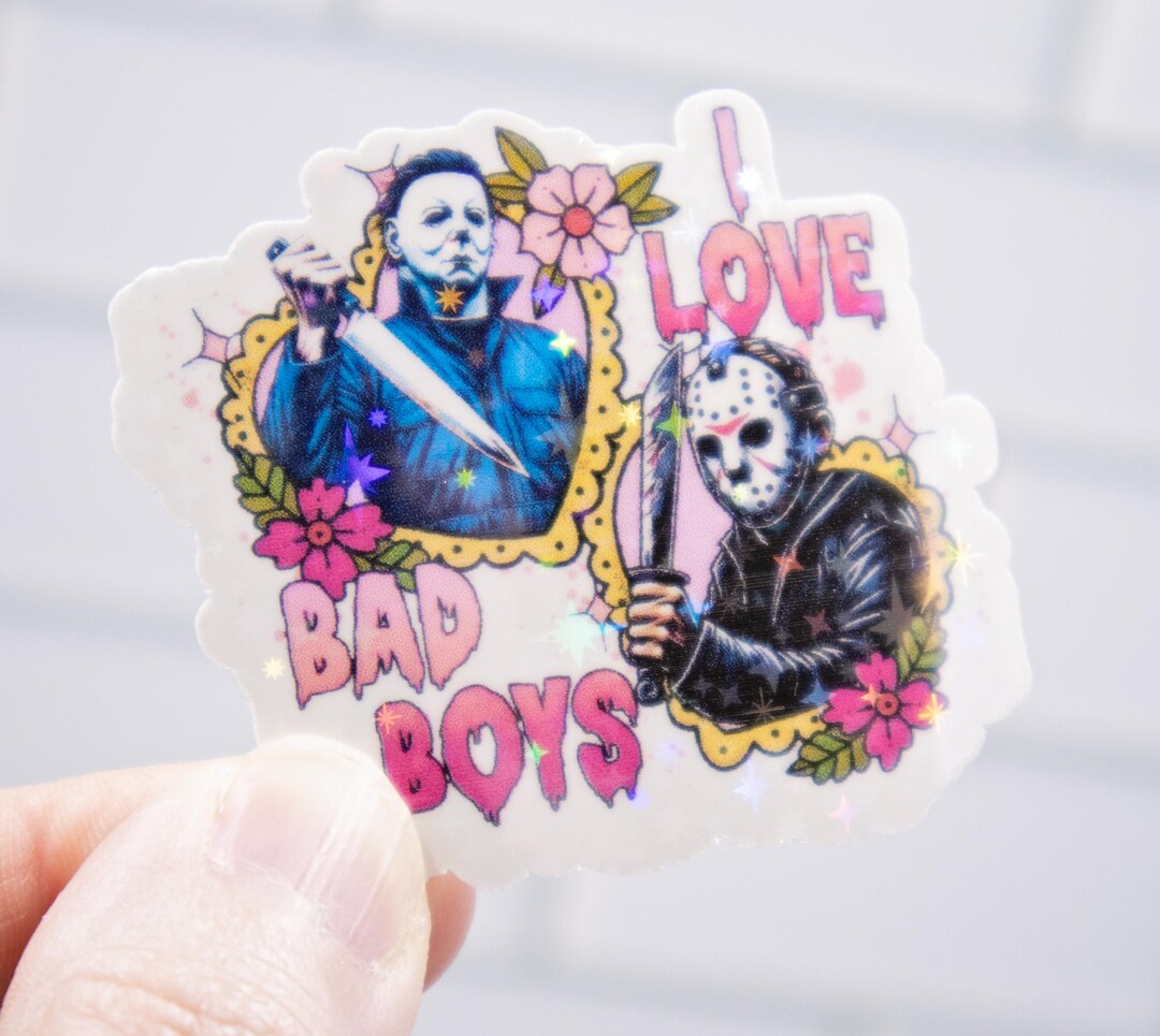 Love Bad Boys Sticker, Colorful Laptop Decal, Horror, Valentine, Jason ...
