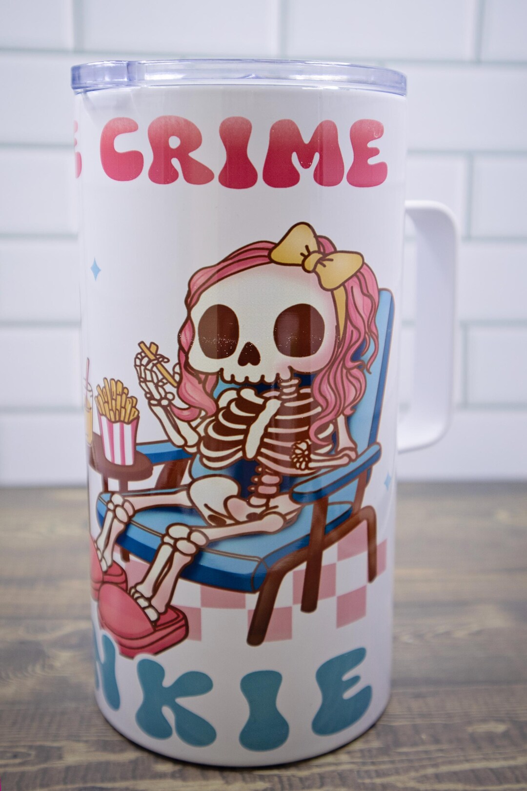 Crime Junkie 20oz Travel Mug, Infused Coffee Mug, Skeleton, Metal ...