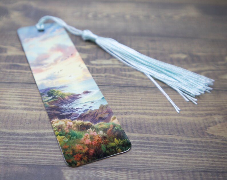 Ocean View Metal Bookmark: Blue Tassel Page Marker - Etsy