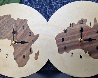 Vintage Look Dual Time Zone Pendant Watch - Brass Necklace, Retro ...