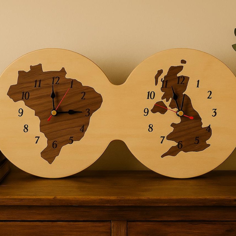 Dual Time Zone Clock - Etsy