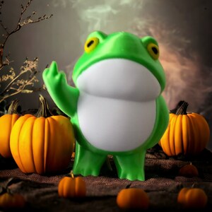 Rude Frog Figurine 3D Printed Cheeky Frog With Middle Finger Fun Desk ...