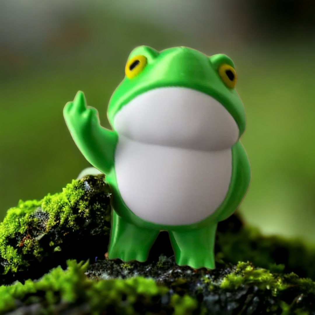 Rude Frog Figurine 3D Printed Cheeky Frog With Middle Finger Fun Desk ...