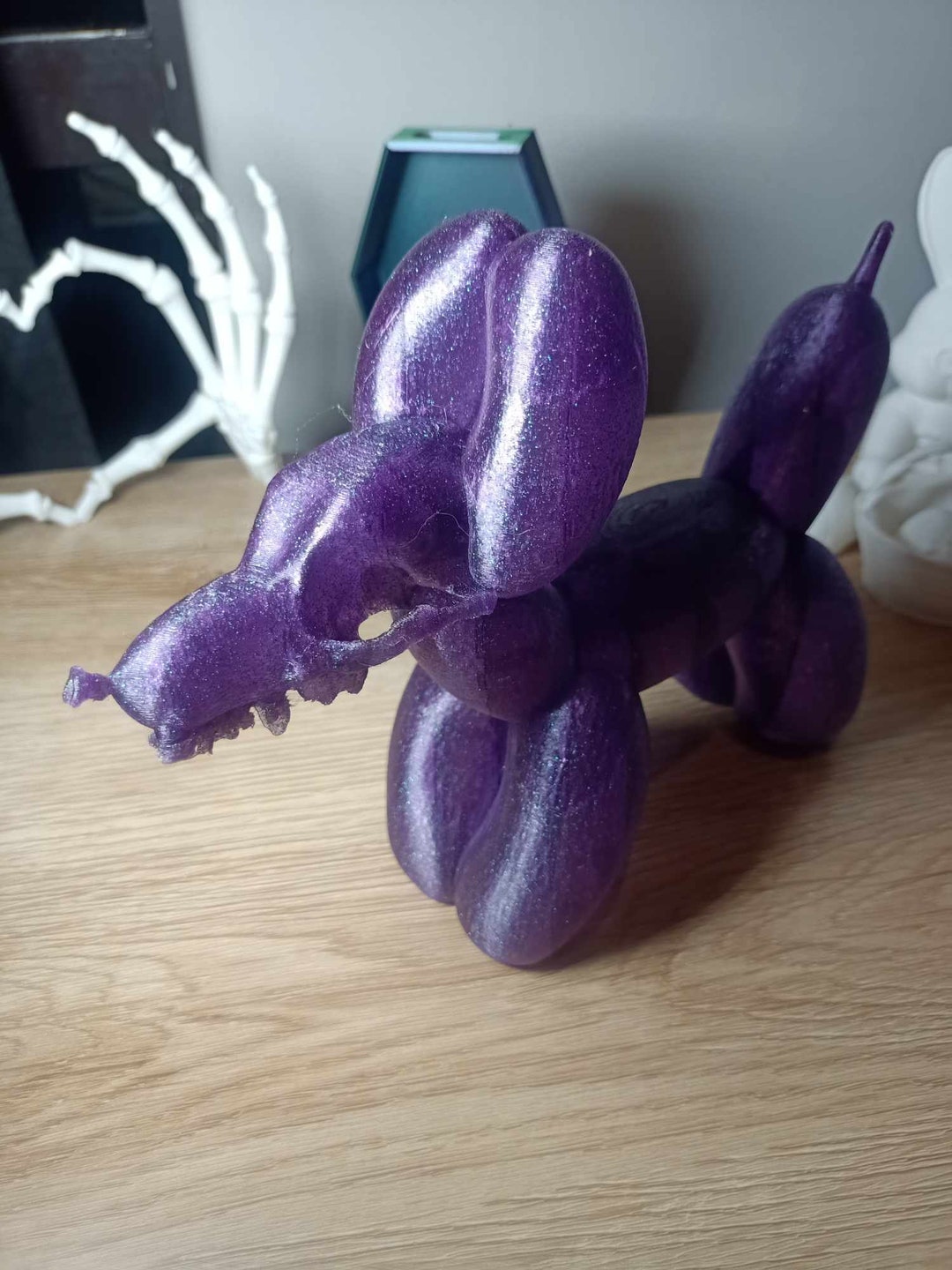 Gothic Balloon Dog Sculpture Black 3D Printed Decor, Unique Home Accent ...