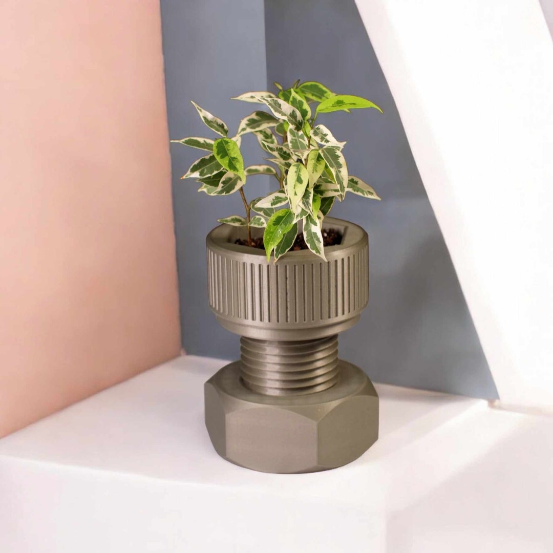 Nut and Bolt Planter, Industrial Chic Metal Plant Holder, Unique Rustic ...
