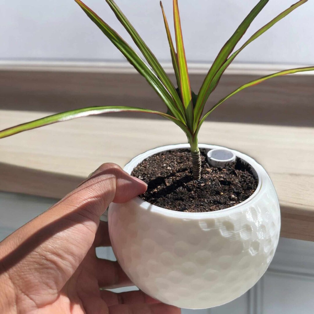 Golf Ball Shaped Planter, 3D Printed Home Decor, 5 Inch Indoor Planter ...