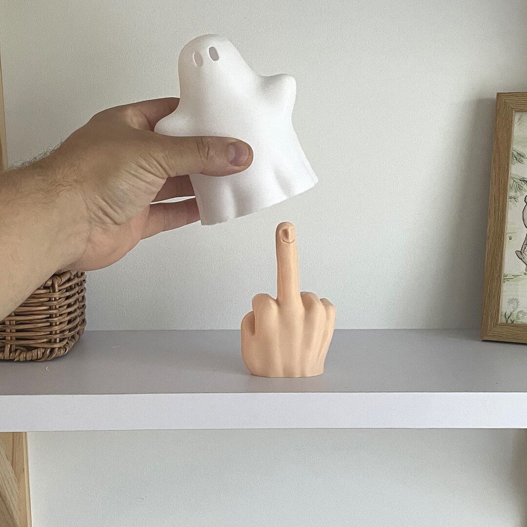 Middle Finger Ghost Statue Smiling Middle Finger up Ornaments Mr. Nice ...