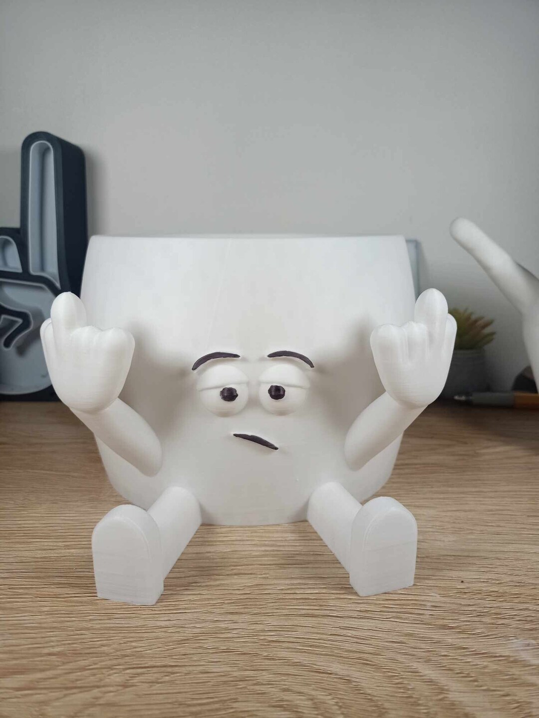Middle Finger Happy Planter Kawaii Planter, Planter With Face, Planter ...
