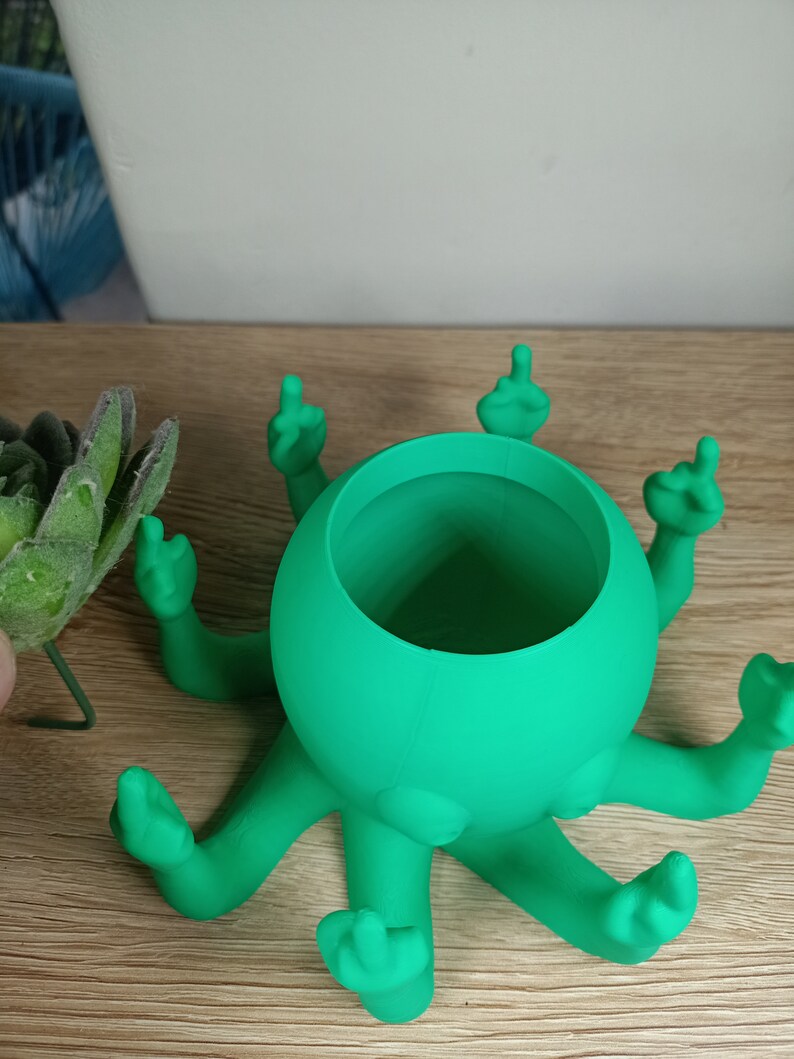 3D Printed Rude Octopus Planter: Quirky Desk Decor, Unusual Gift - Etsy
