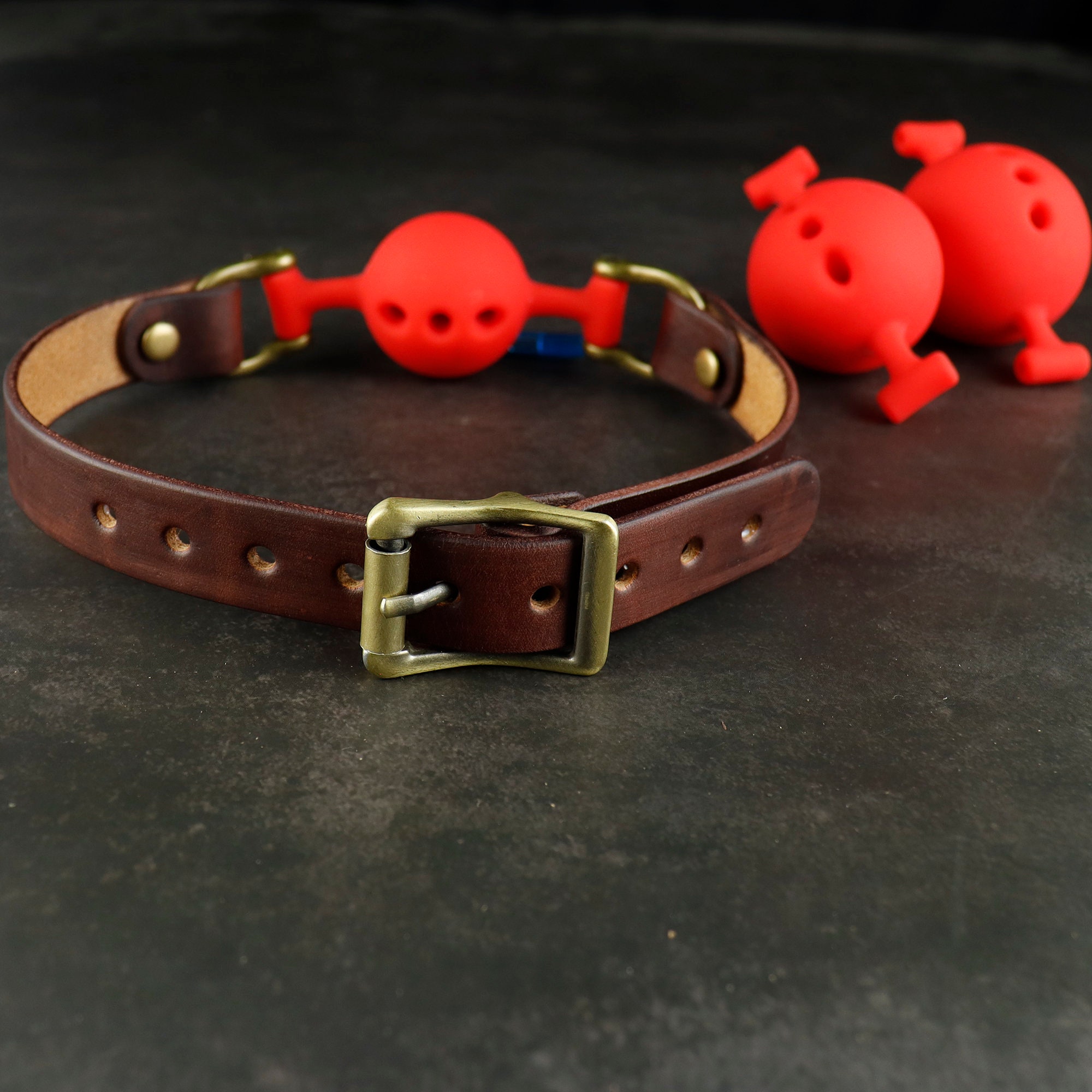 Custom Leather Ball Gag Harness Bondage Mouth Gag Bdsm Ball Etsy