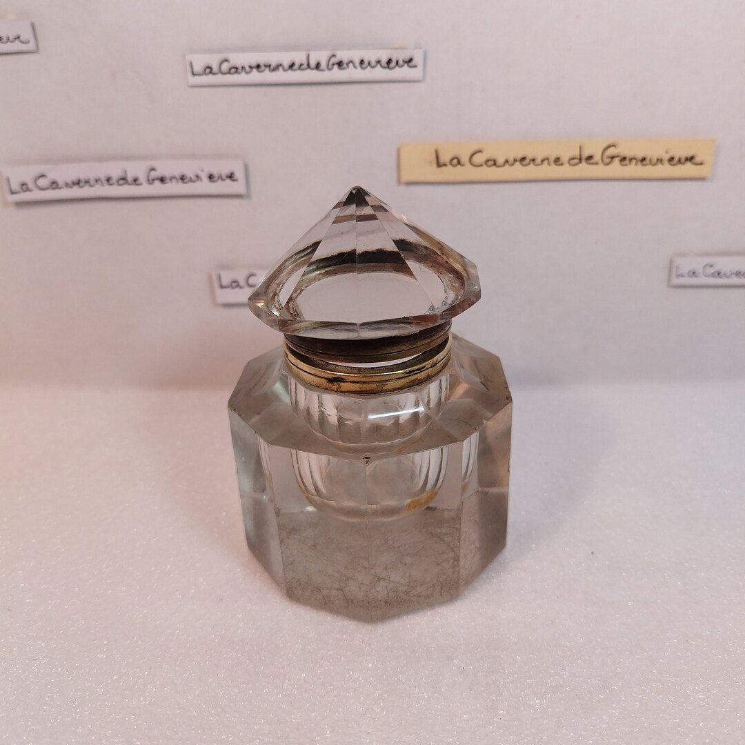 Vintage Round Inkwell 1875 Multifaceted Transparent/old Portable ...