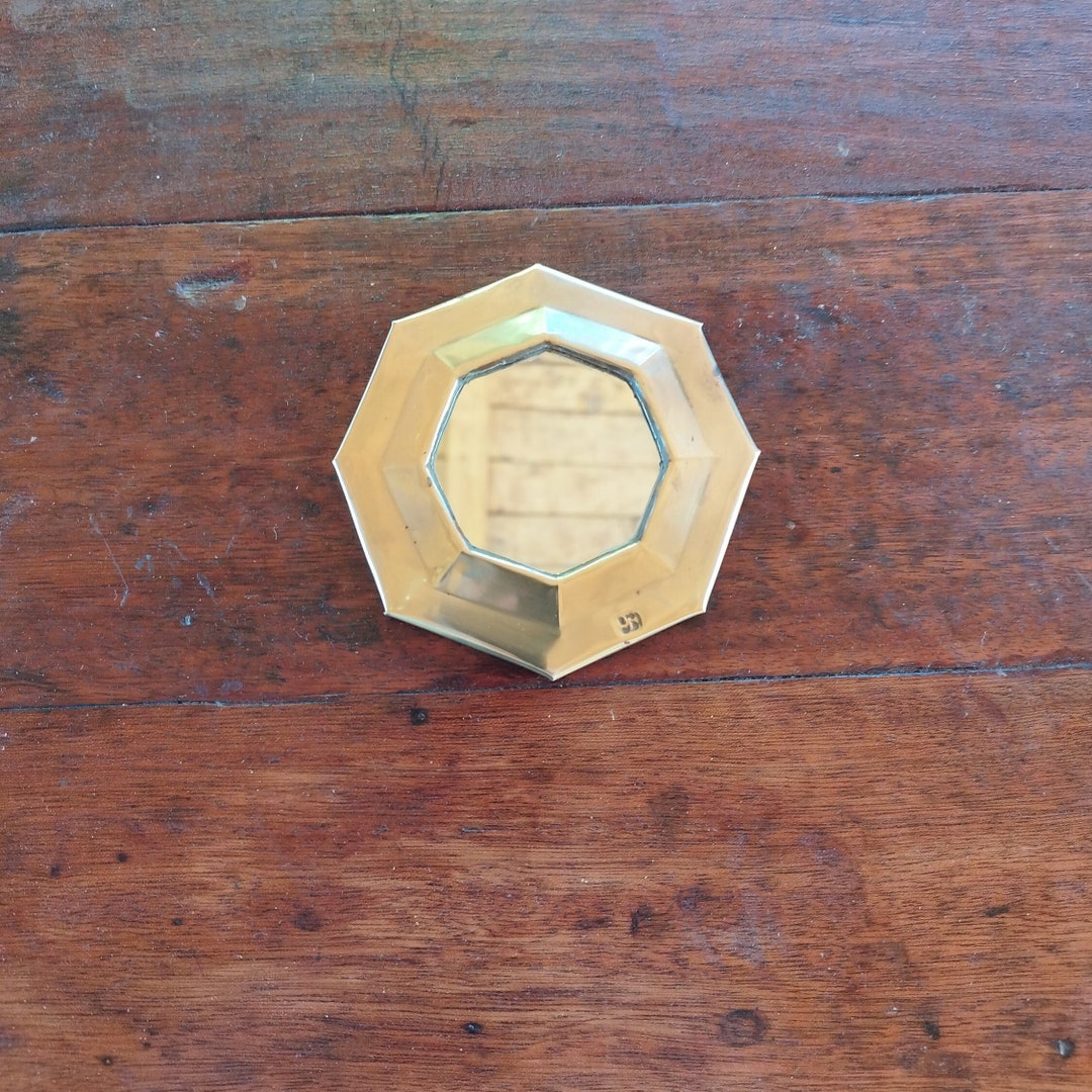 Vintage Small Brass Mirror/artisanal/traditional/hexagonal/to Be Fixed ...