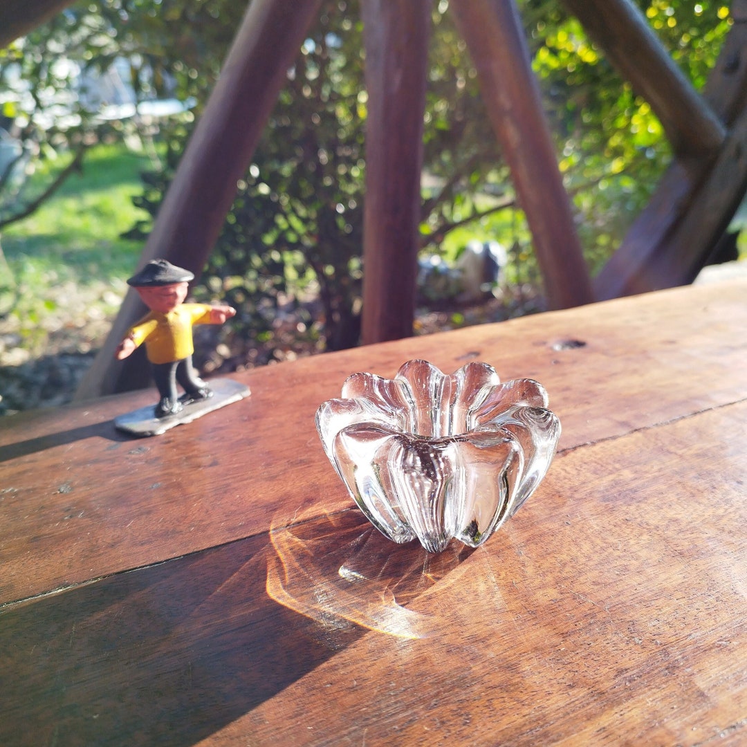 Vintage Crystal Candle Holder Arc France/transparent/flower-shaped ...