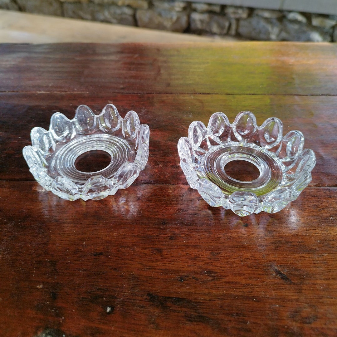 Vintage Flea Market Old Bobèches Round Curved Glass Candle Holder ...