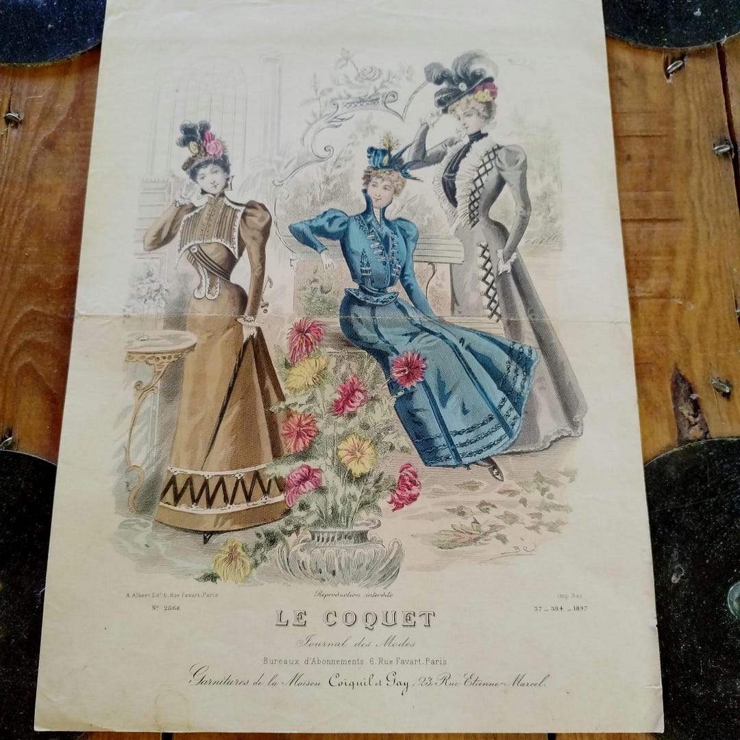 Vintage Engraving Fashion Poster 1897 / Le Coquet Fashion Journal ...