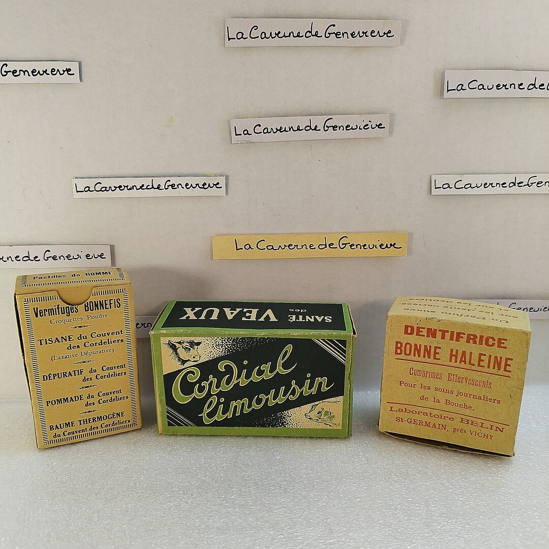 Vintage Cardboard Pharmaceutical Boxes/set of 3/bonnefis Gum Lozenges ...