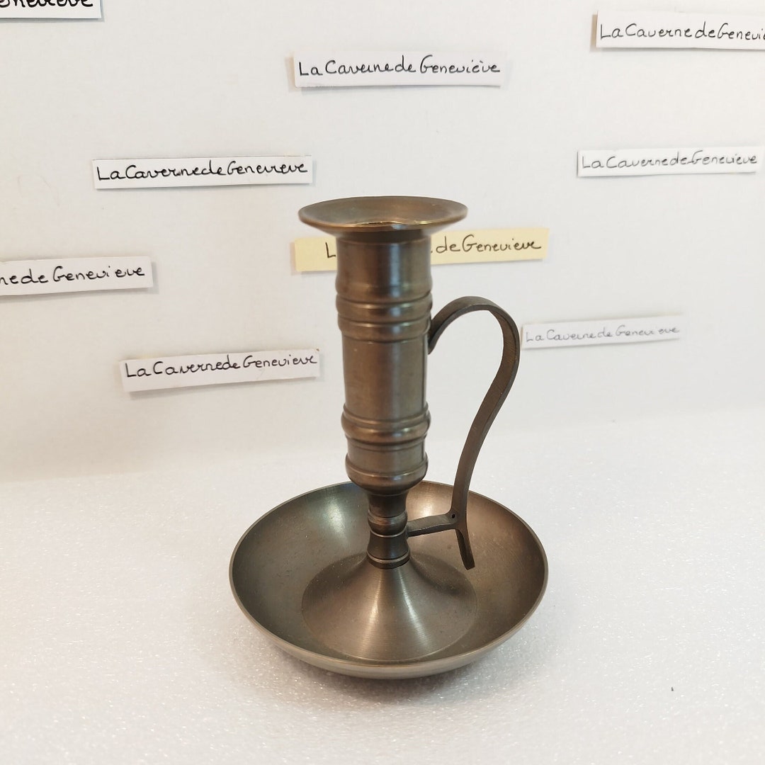 Vintage Hand Held Candle Holder/finger Hole Candle Holder/metal/handle ...