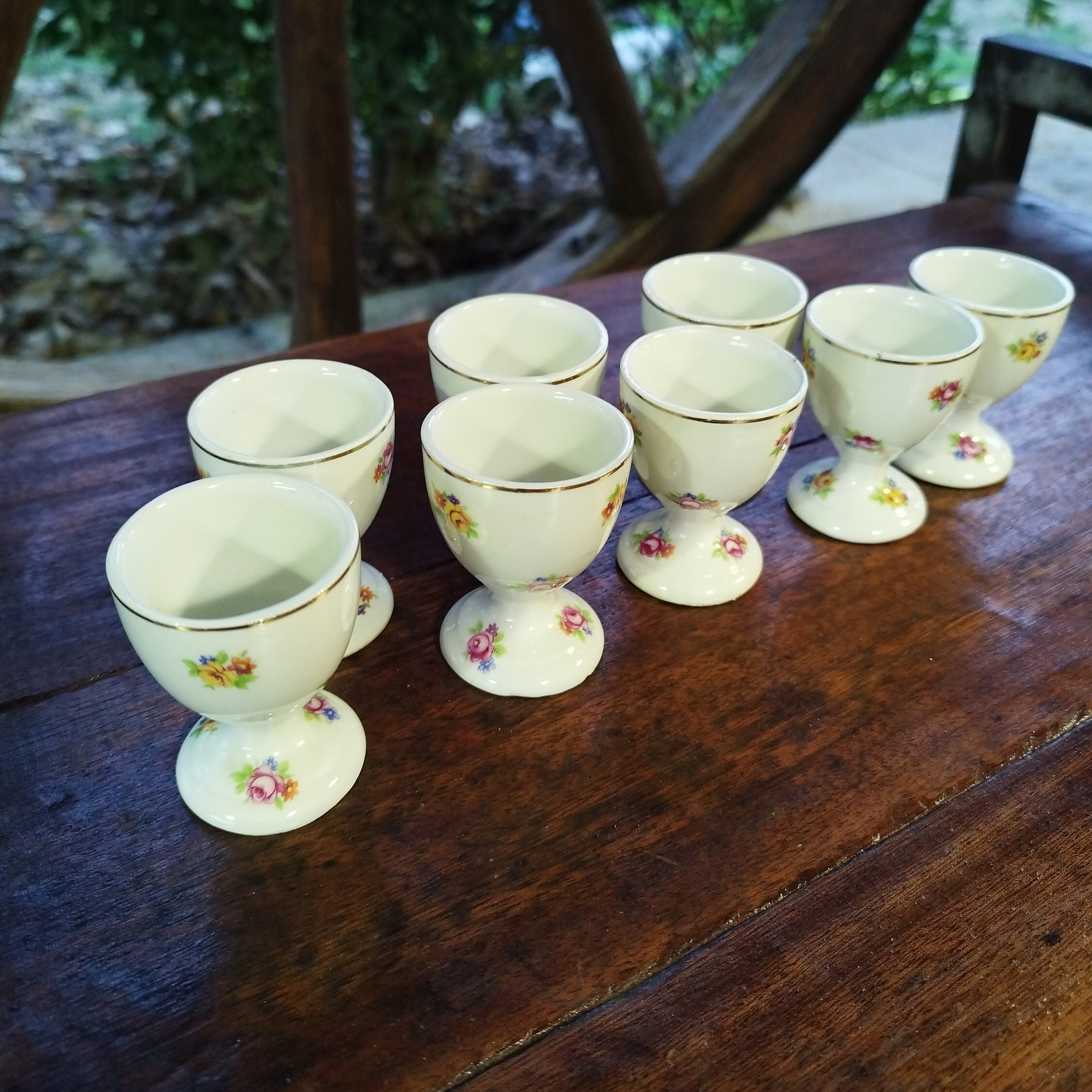 Vintage coquetier porcelaine/motif fleuri/artisanal fait - Etsy France