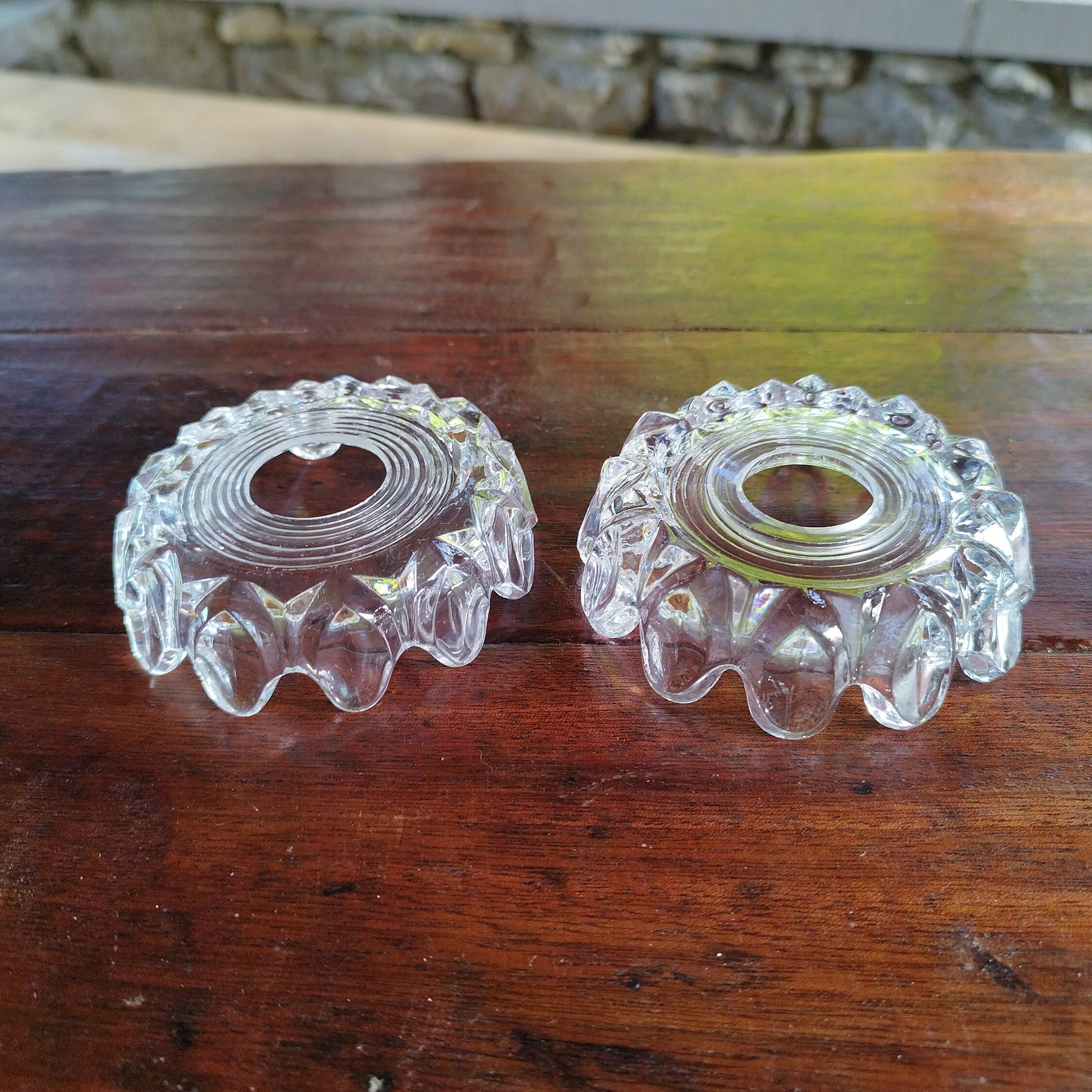 Vintage Brocante Bobèches Anciennes Rondes Incurvées En Verre - Etsy