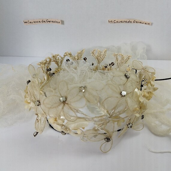 bridal tiara crown 1900/hair accessory/wax flowers/or… - Gem