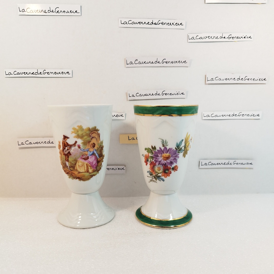 Vintage Mazagrans in White Limoges Porcelain/mugs/tall, Conical Cup ...