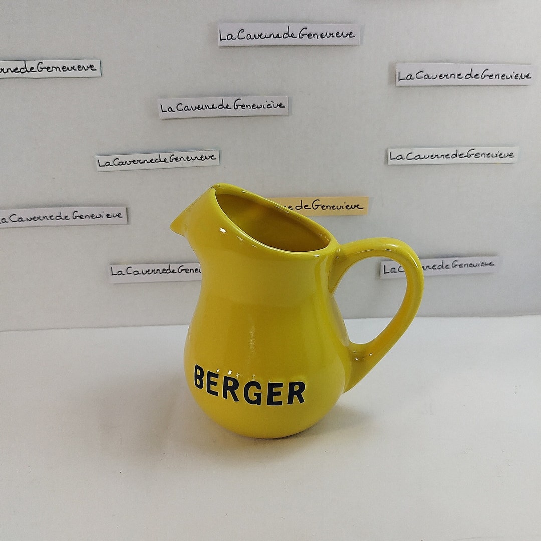 Vintage Berger Water Carafe/yellow Ceramic Carafe/advertising Item/chic ...