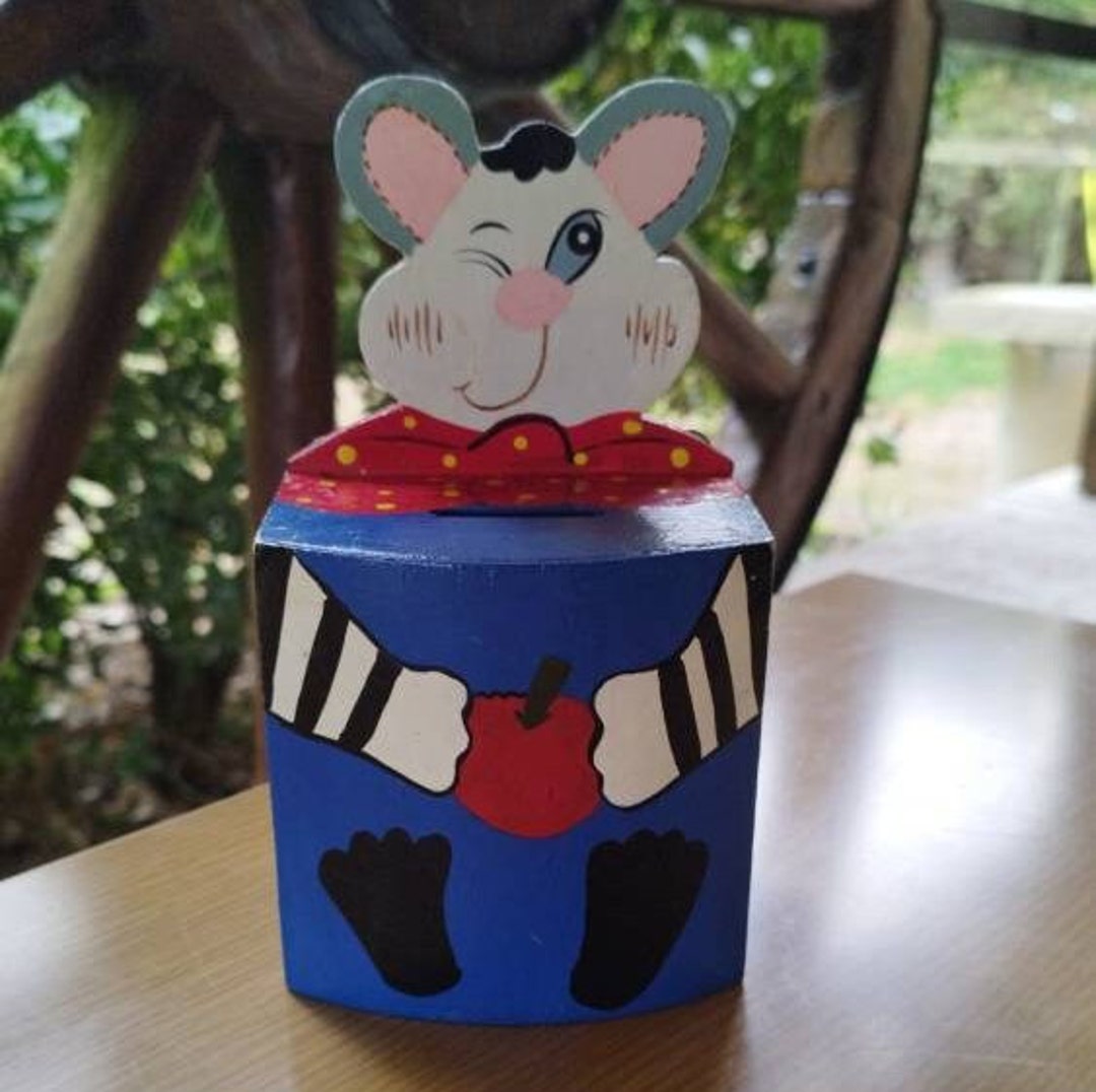 Vintage Artisanal Wooden Mouse Piggy Bank/fun/educational/saving ...