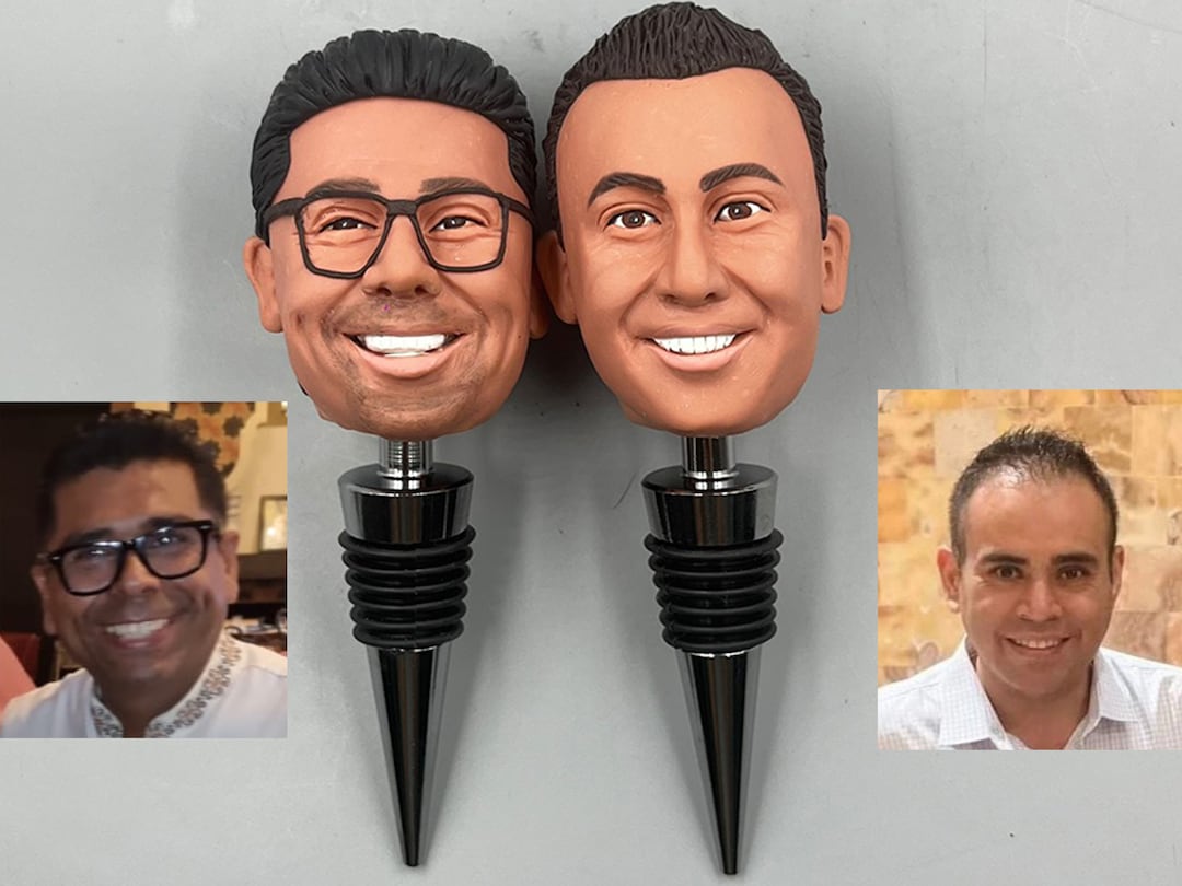 Personalized Polymer Clay Wine Stopper - Custom Portrait Wedding Favor ...