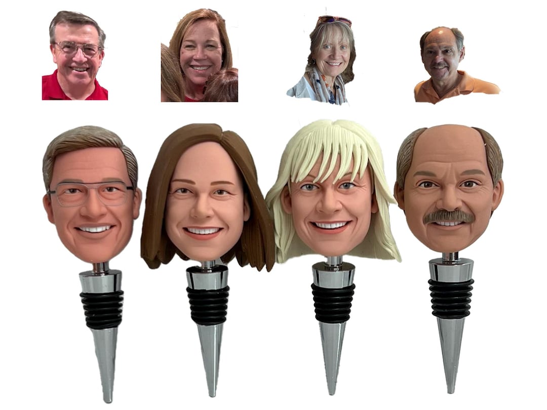 Personalized Bobble Head Wine Stopper - Custom Polymer Clay Figurine - Etsy