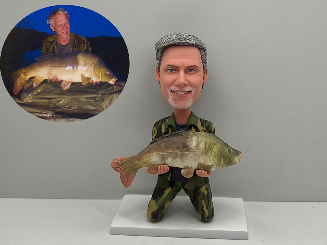 Personalized Fisherman Polymer Clay Figurine, Fishing Gift - Etsy