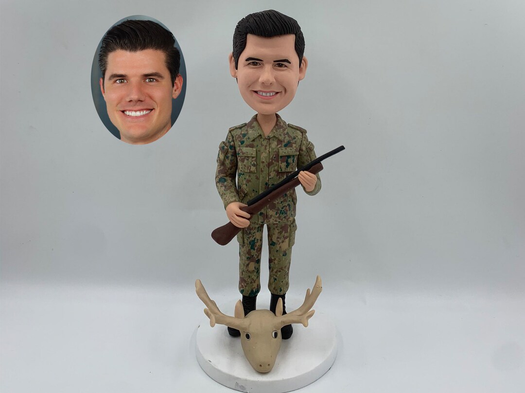 Personalized Hunter Polymer Clay Bobblehead, Custom Portrait Statue - Etsy