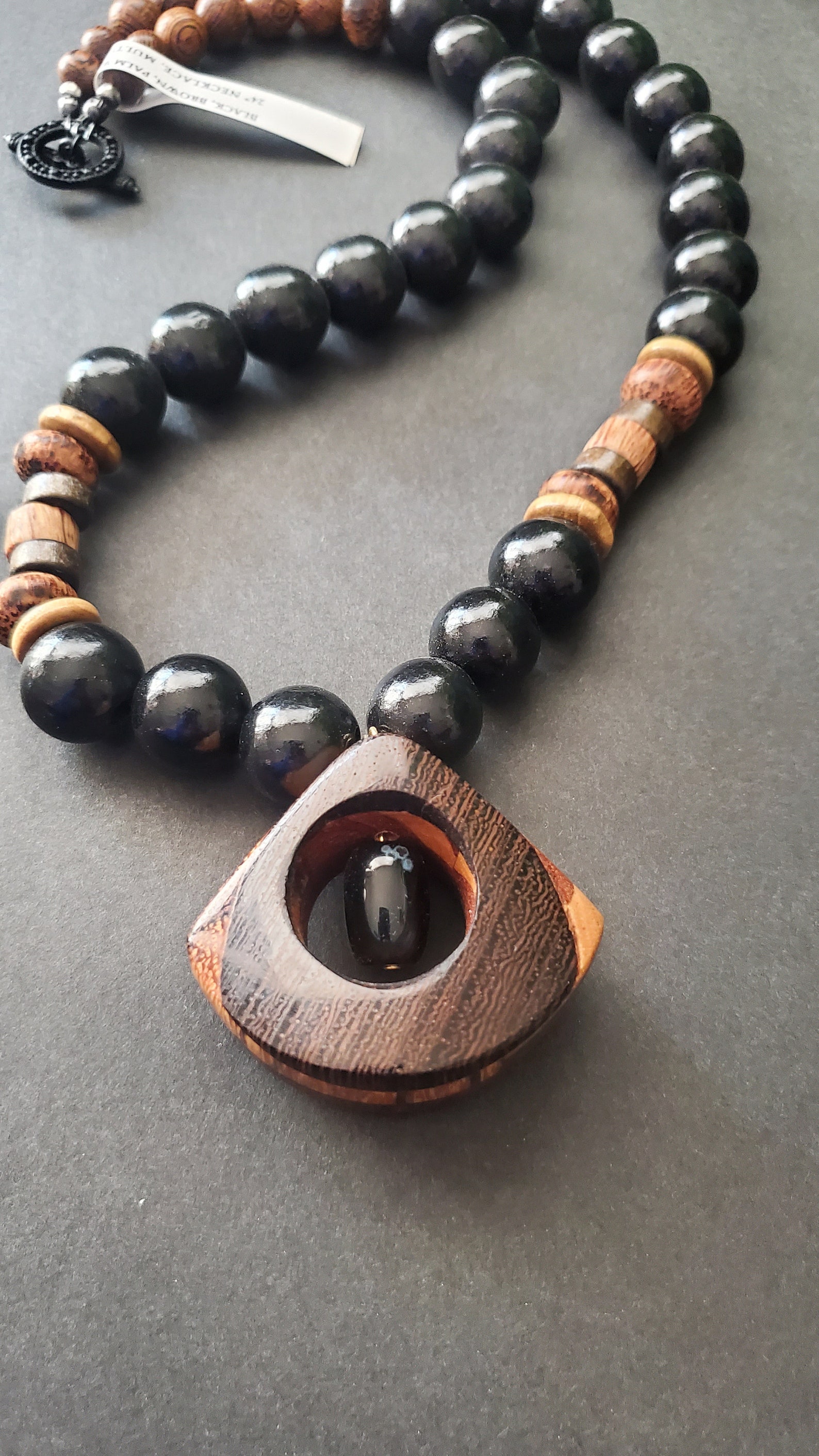 Reversible Handcarved Hardwood Pendant, Palm & Wood Necklace - Etsy
