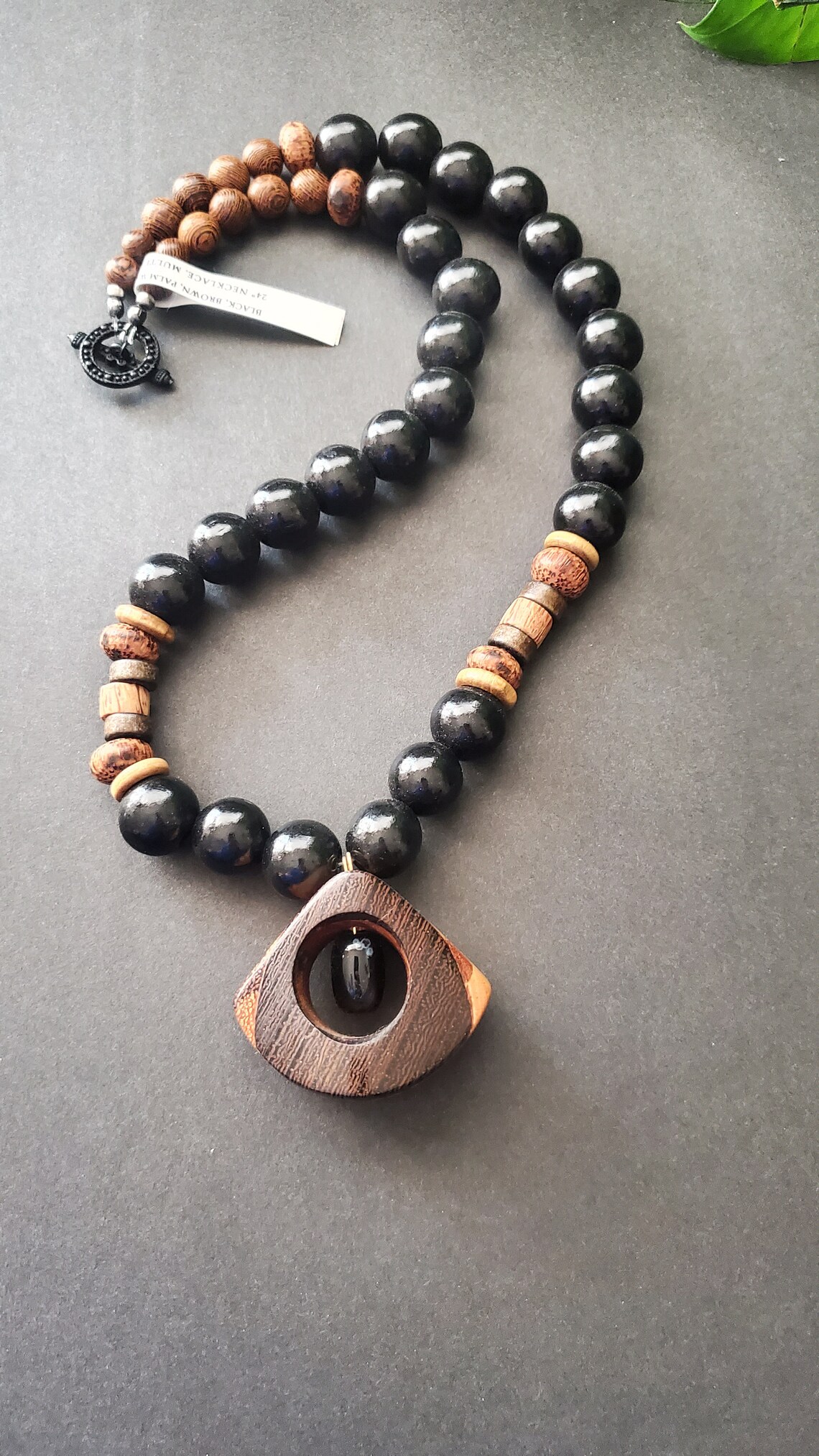 Reversible Handcarved Hardwood Pendant, Palm & Wood Necklace - Etsy