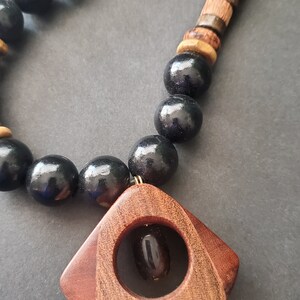Reversible Handcarved Hardwood Pendant, Palm & Wood Necklace - Etsy