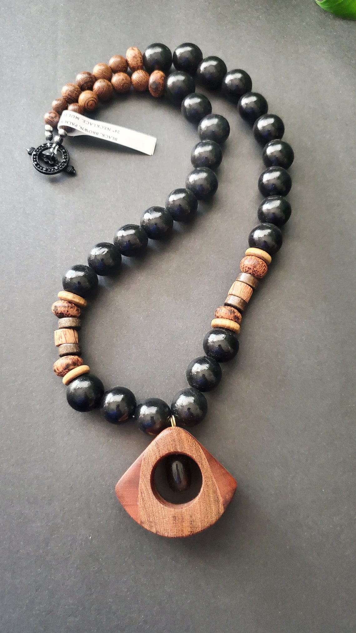 Reversible Handcarved Hardwood Pendant, Palm & Wood Necklace - Etsy