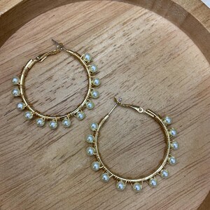 Pearl Hoops, Pearls, Gold Hoops, Big Hoops, Pearl Jewelry, Elegant ...