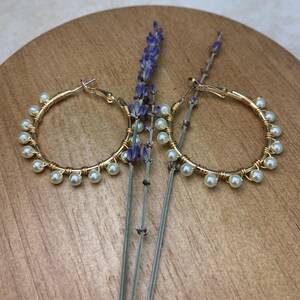 Pearl Hoops, Pearls, Gold Hoops, Big Hoops, Pearl Jewelry, Elegant ...