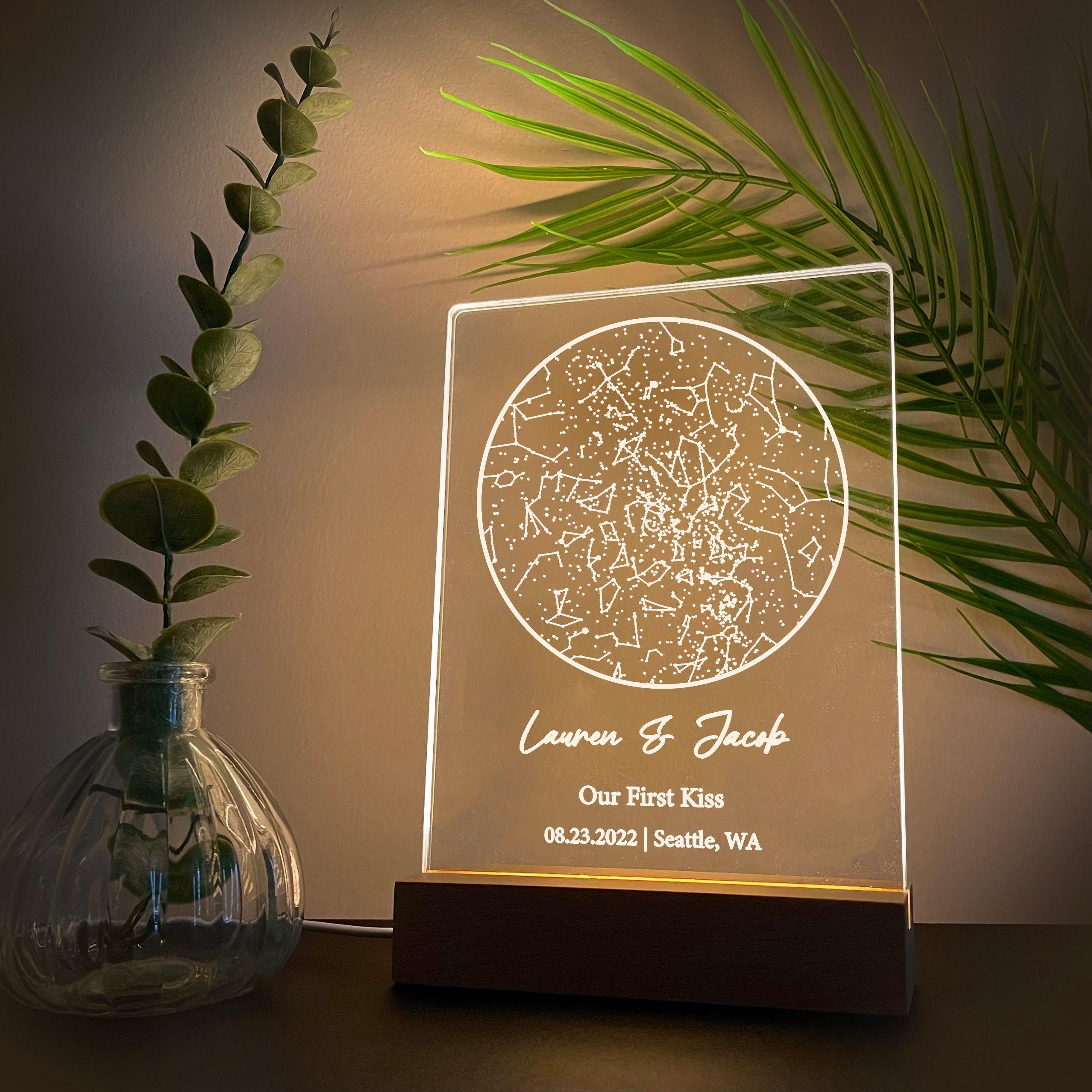 Custom Star Map by Date Night Light, Personalized Night Sky by Date ...