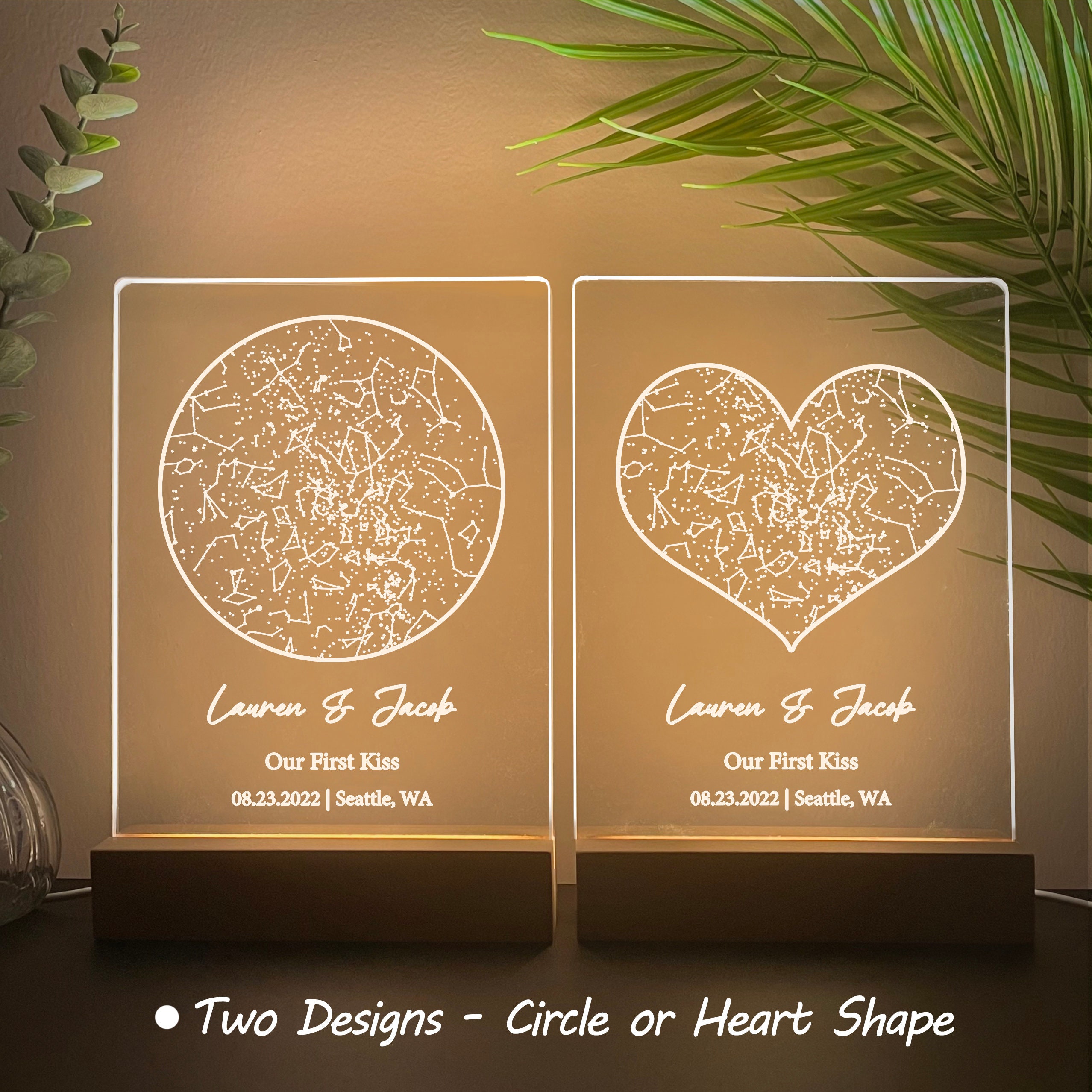 Custom Star Map by Date Night Light, Personalized Night Sky by Date ...