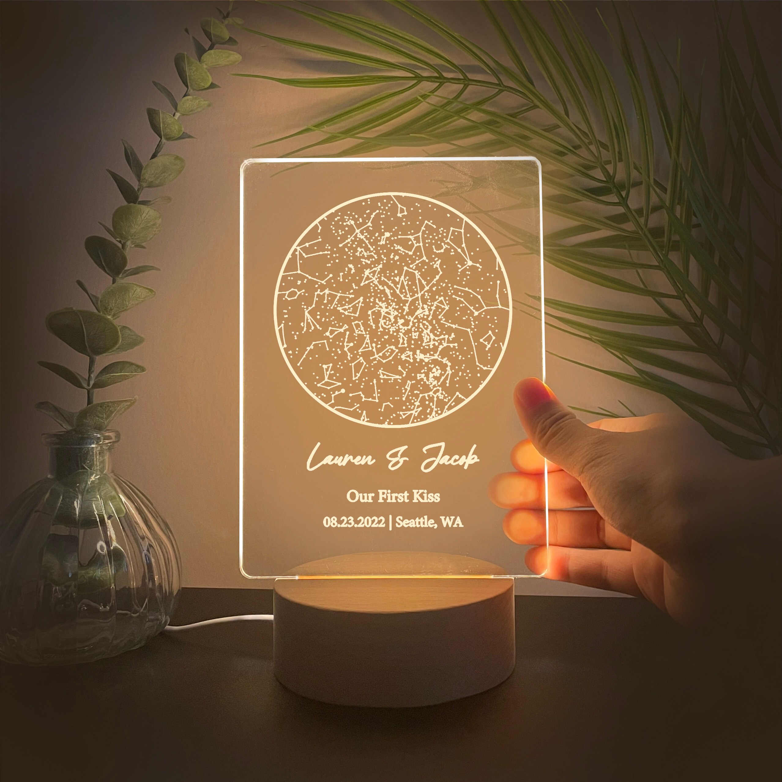 Custom Star Map by Date Night Light, Personalized Night Sky by Date ...