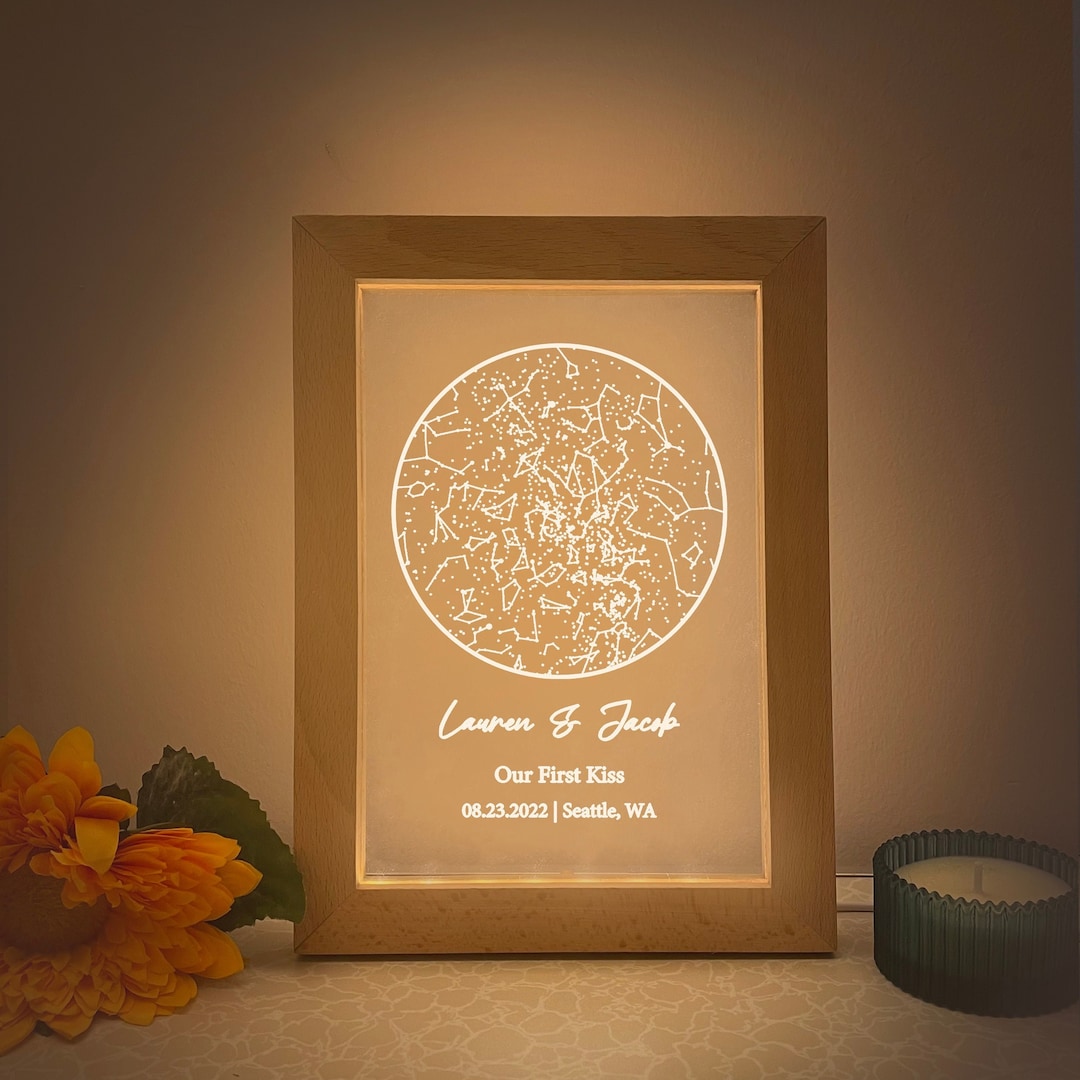 Custom Star Map by Date Night Light, Personalized Night Sky by Date ...
